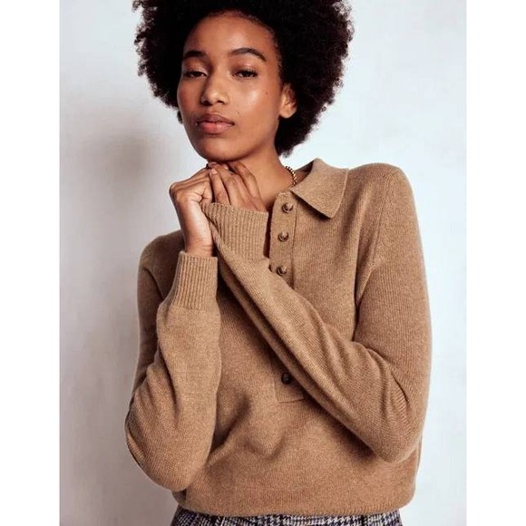 Boden | Sweaters | Boden Collared Cashmere Sweatercamel Melange Size ...